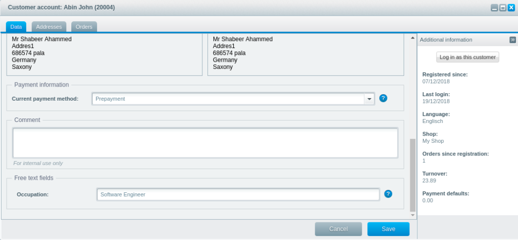 How to save and update free text fields from frontend in shopware 5.5.4 ...